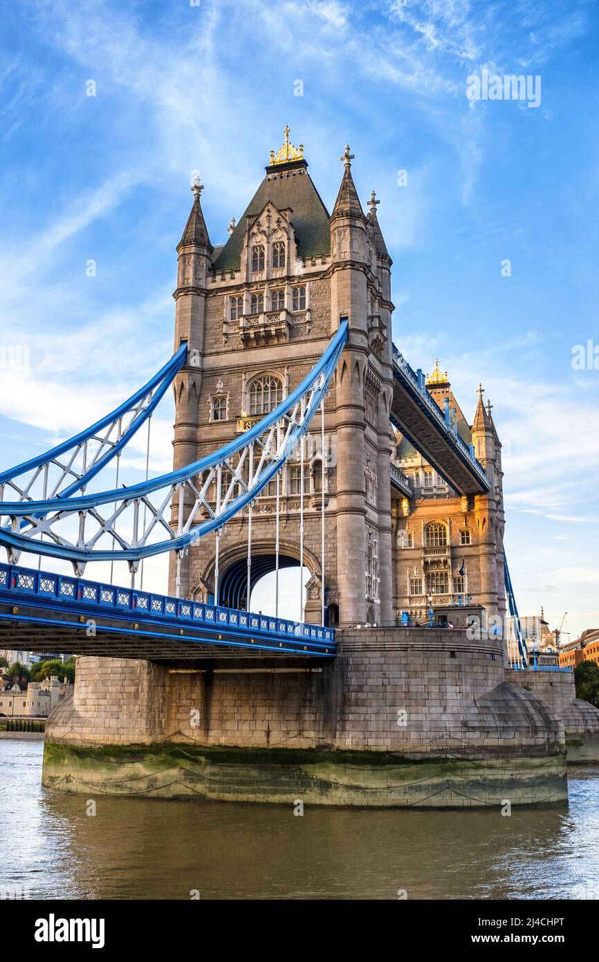 Tower Bridge over the river Thames. This Victorian suspension bridge is ...