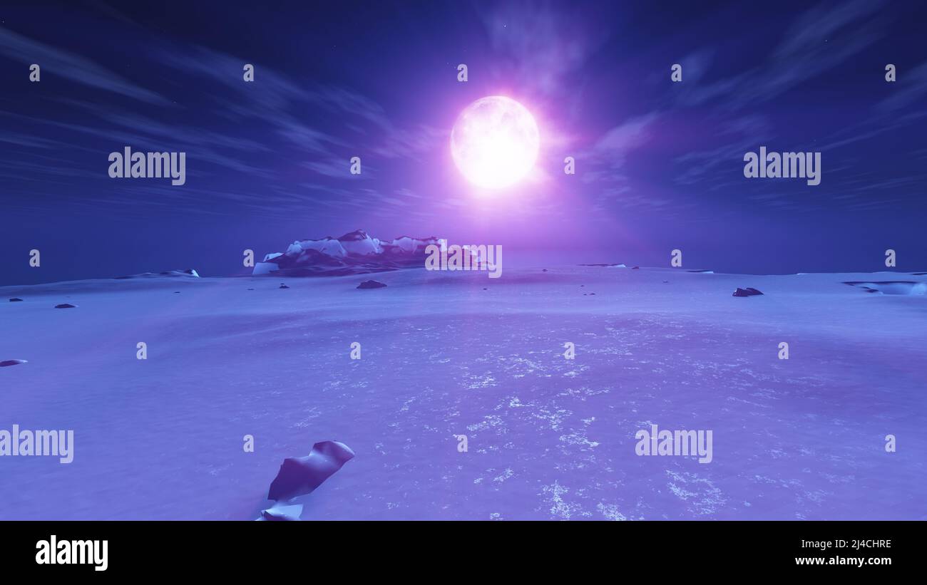 ice berg night full moon, 3d render illustration Stock Photo - Alamy
