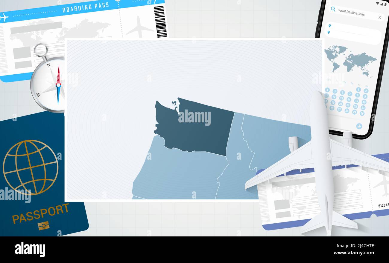 Journey to Washington, illustration with a map of Washington ...