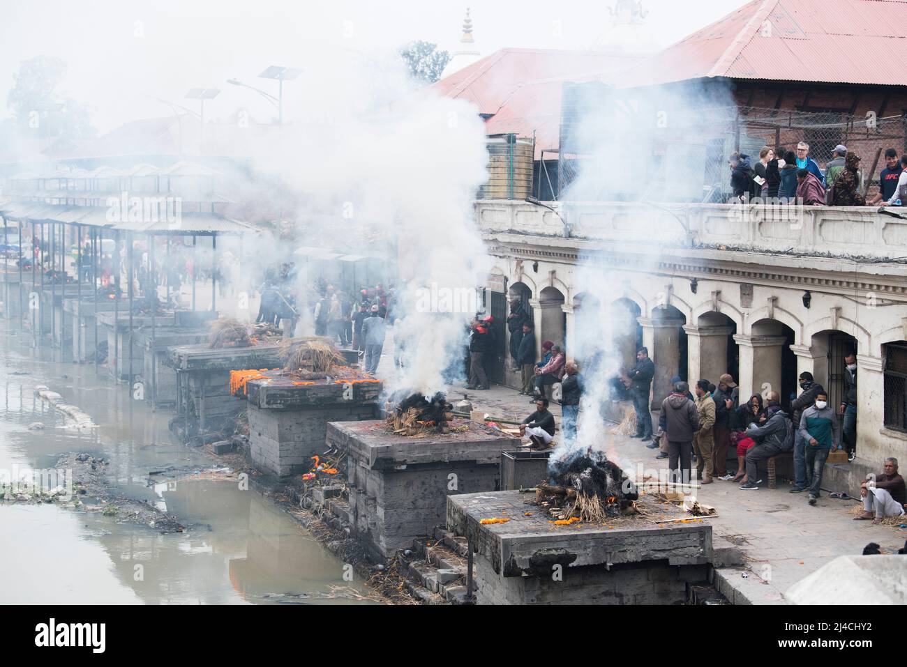 Kathmandu, Nepal- April 22,2022:: Hindu People Cremating dead bodies ...