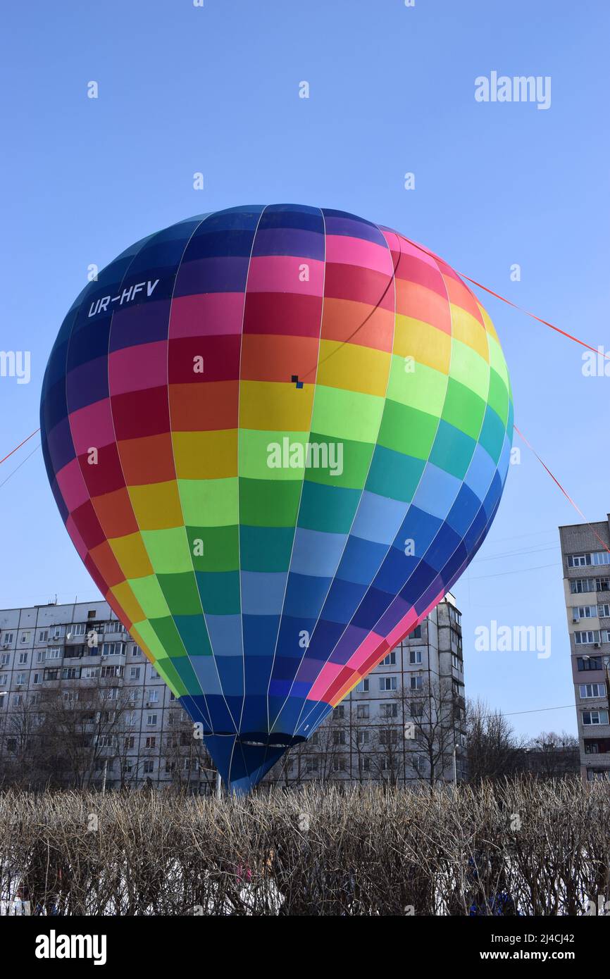 Colorful hot air balloons during airshow. Hot air balloon at the balloon festival Stock Photo ...