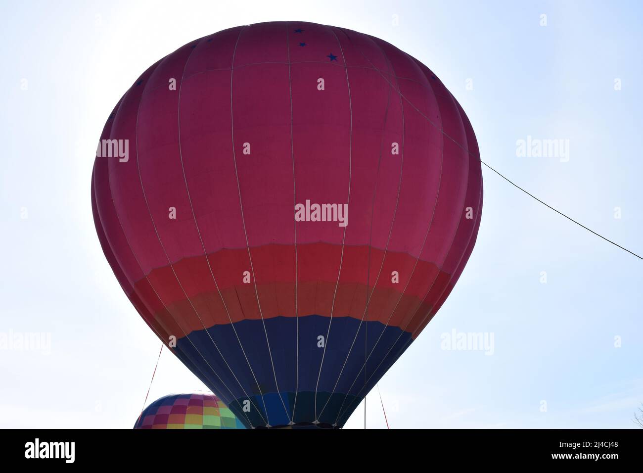 Colorful hot air balloons during airshow. Hot air balloon at the ...