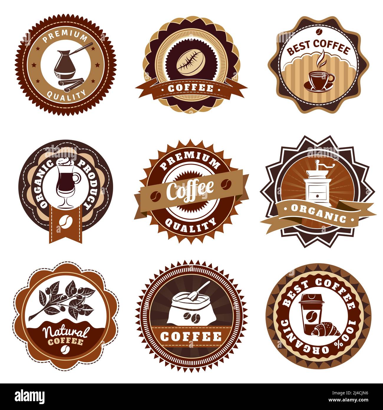 Nostalgic best quality premium coffee emblems labels collection for ...