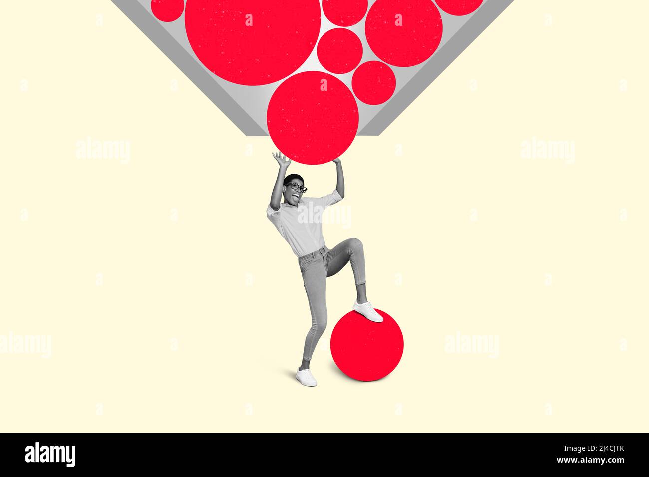 Creative collage concept of business loss female male manager try catch ...