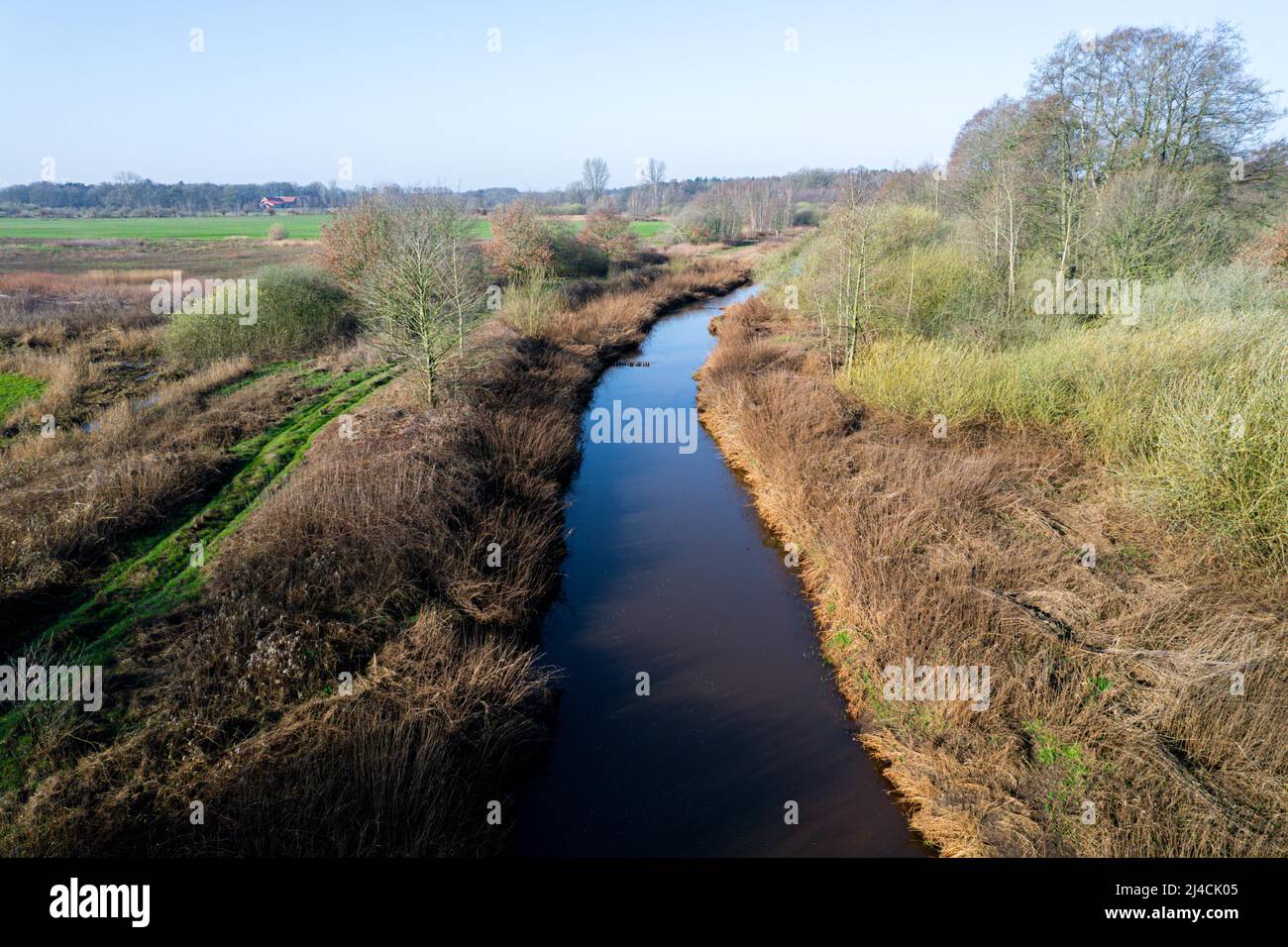 Flowing river through farmland aerial hi-res stock photography and ...
