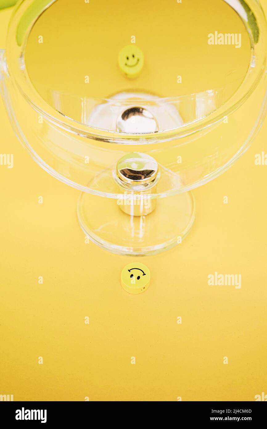 Conceptual image of happiness and wellness of a smiley face reflected ...