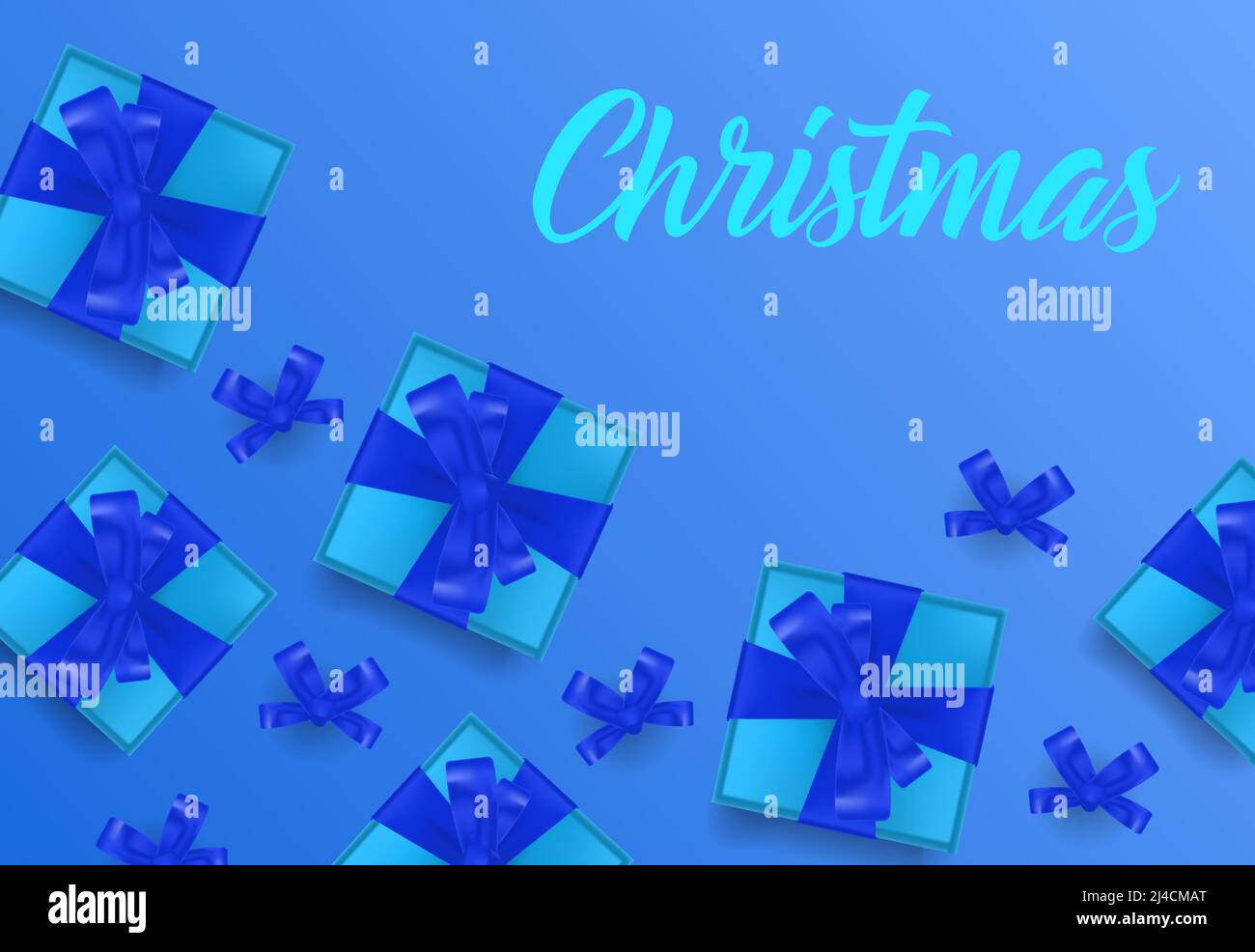 Christmas lettering on blue background with gift boxes. Christmas ...