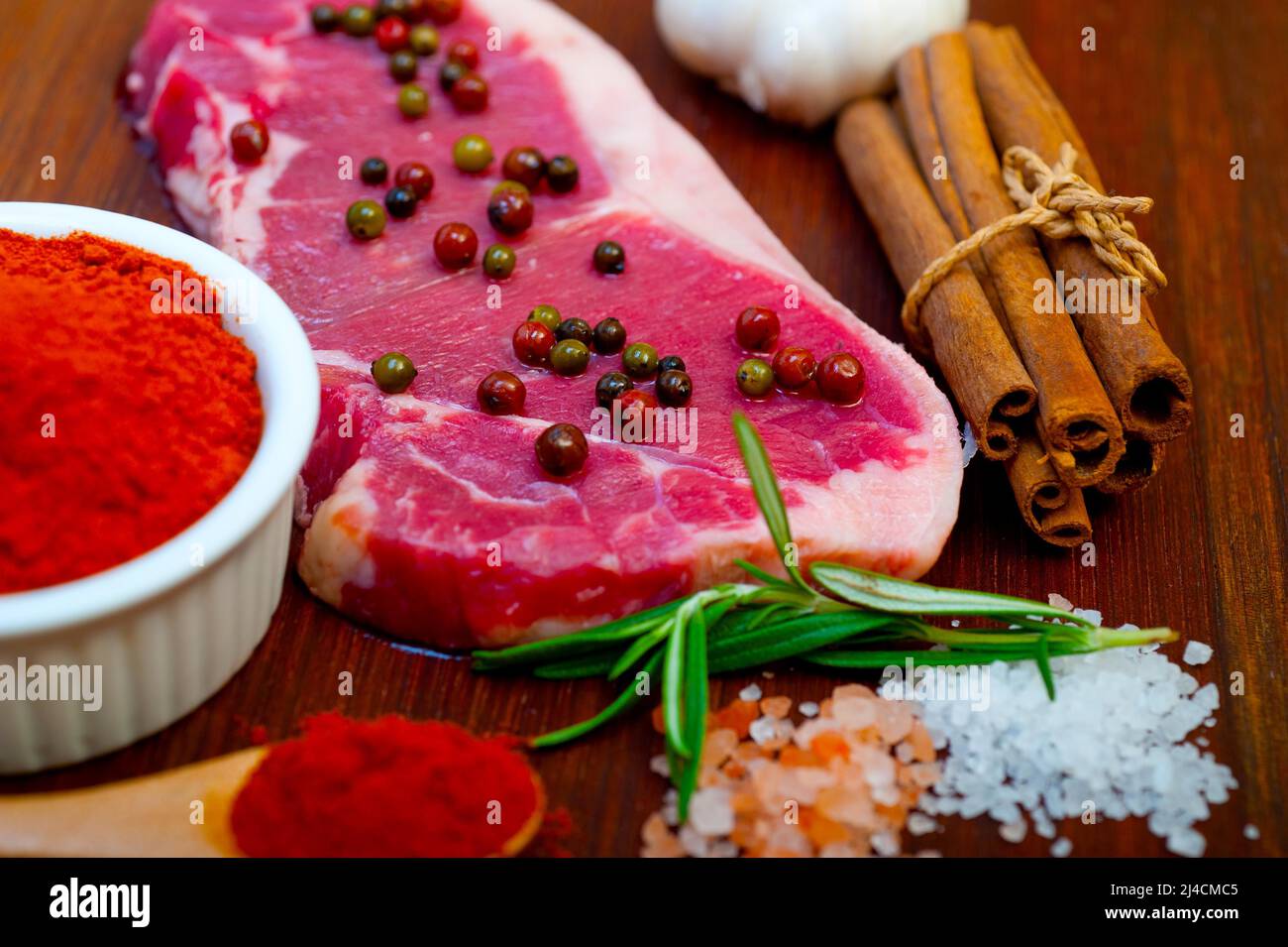 Raw uncooked ribeye beef steak butcher selection Stock Photo - Alamy