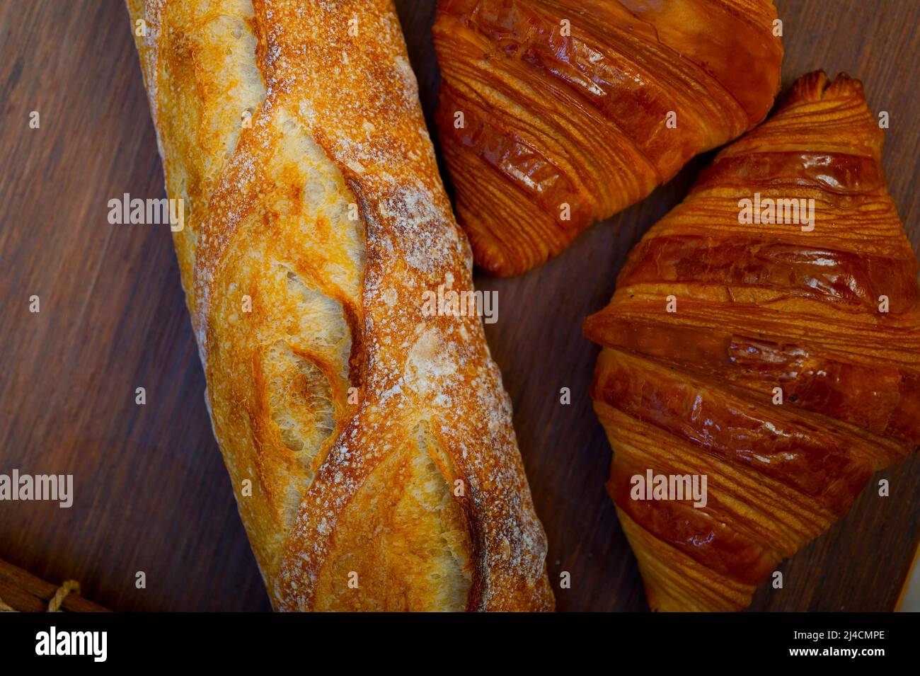 French fresh croissants and artisan baguette tradition Stock Photo - Alamy
