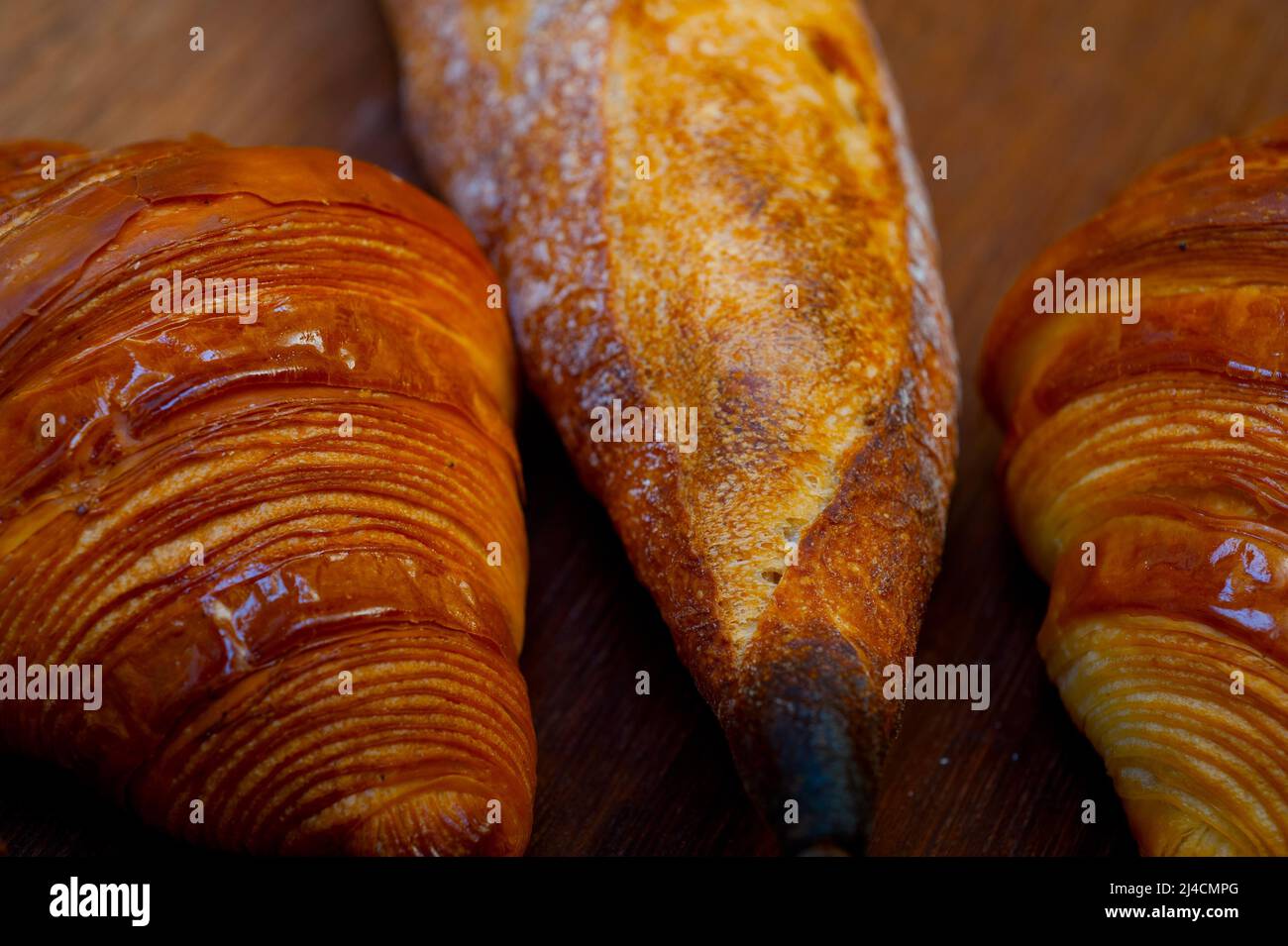French fresh croissants and artisan baguette tradition Stock Photo - Alamy