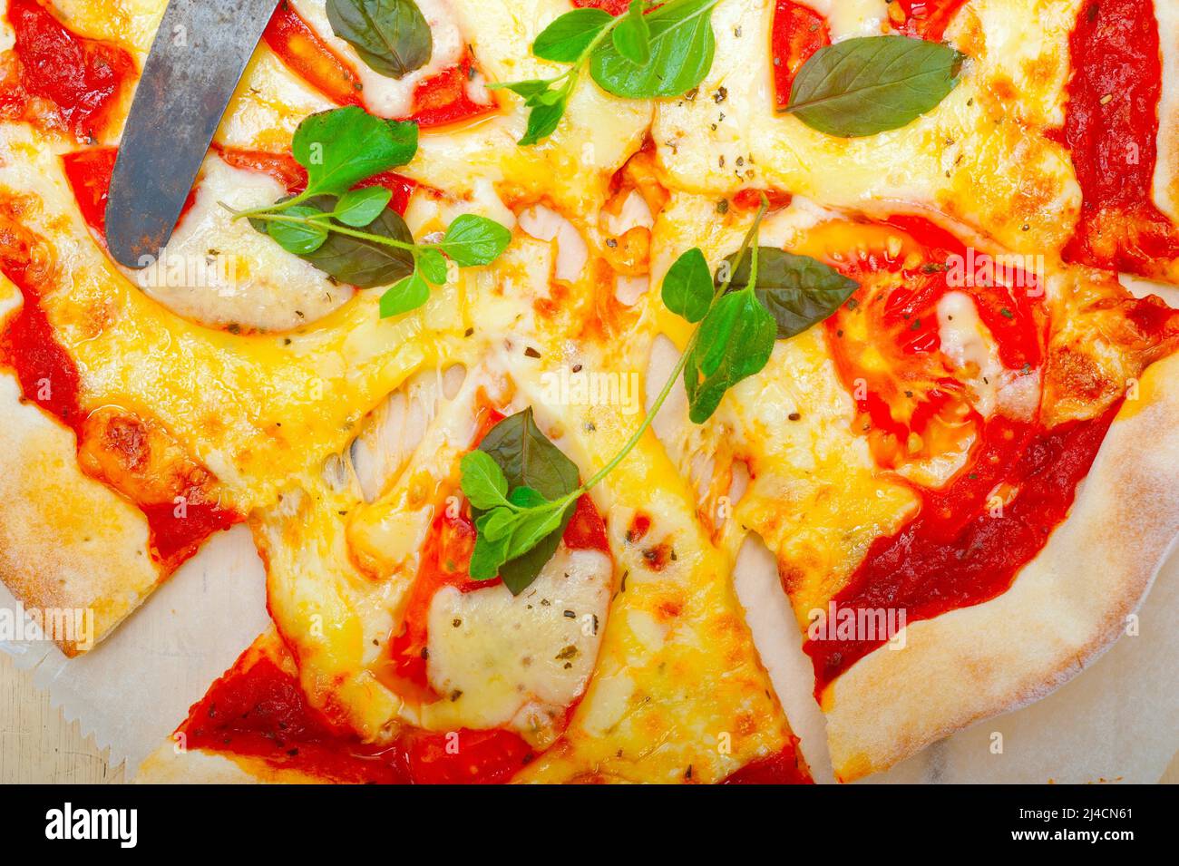 Italian traditional pizza Margherita tomato mozzarella and basil Stock Photo - Alamy