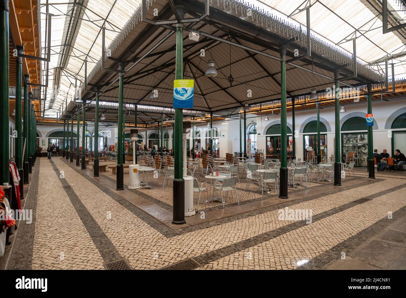 Interior view of the Old Market Hall, Tavira, Algarve, Portugal, Europe ...