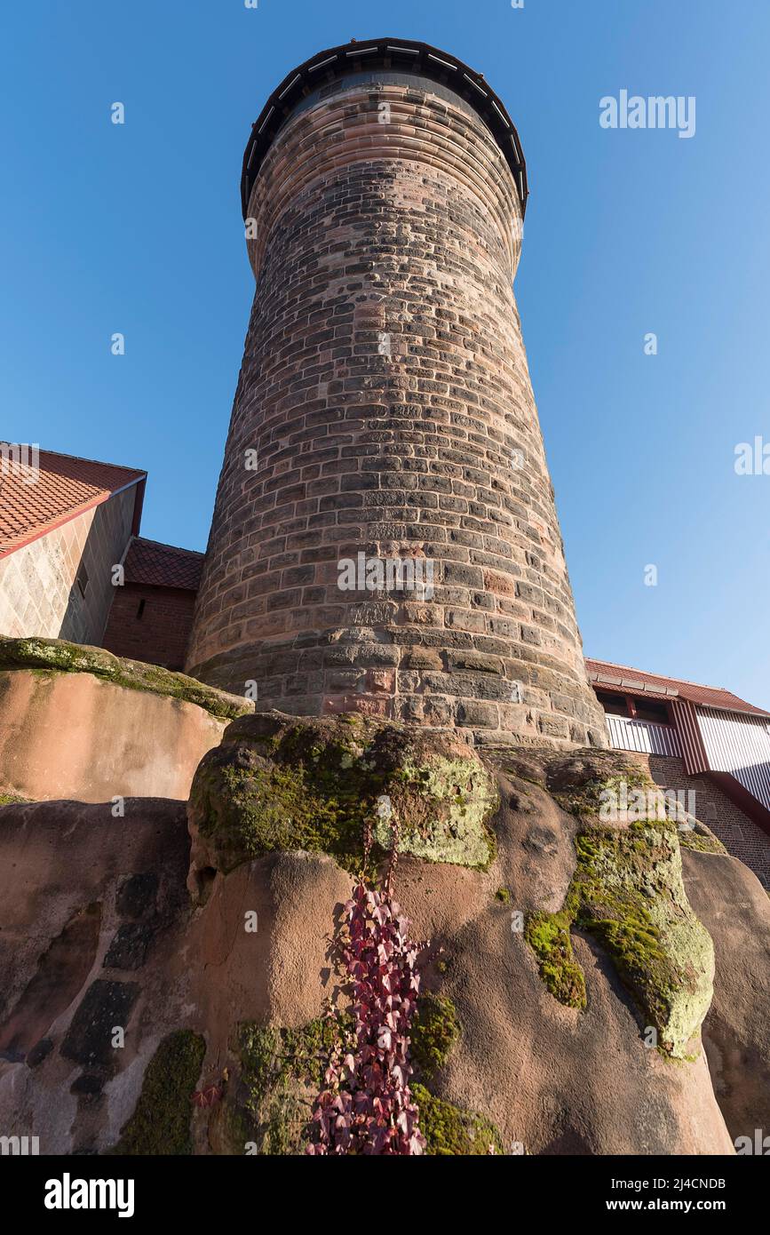 Sinwell Tower, historic round tower built on rock, Kaiserburg ...