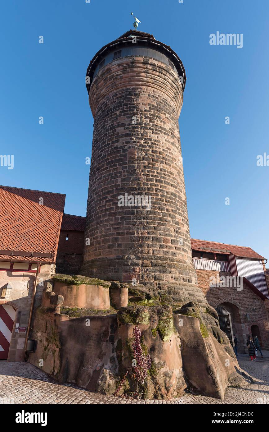 Sinwell Tower, historic round tower built on rock, Kaiserburg ...