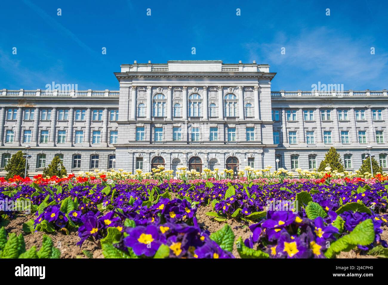 Monumental museum and public park in Zagreb, Croatia, sunny spring day ...