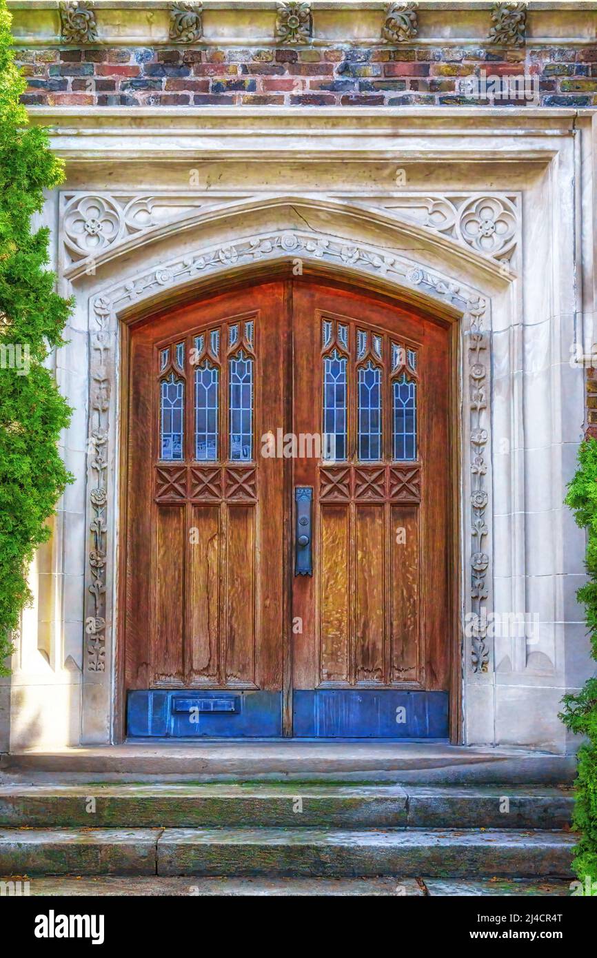 Entrance door in church Stock Photo - Alamy