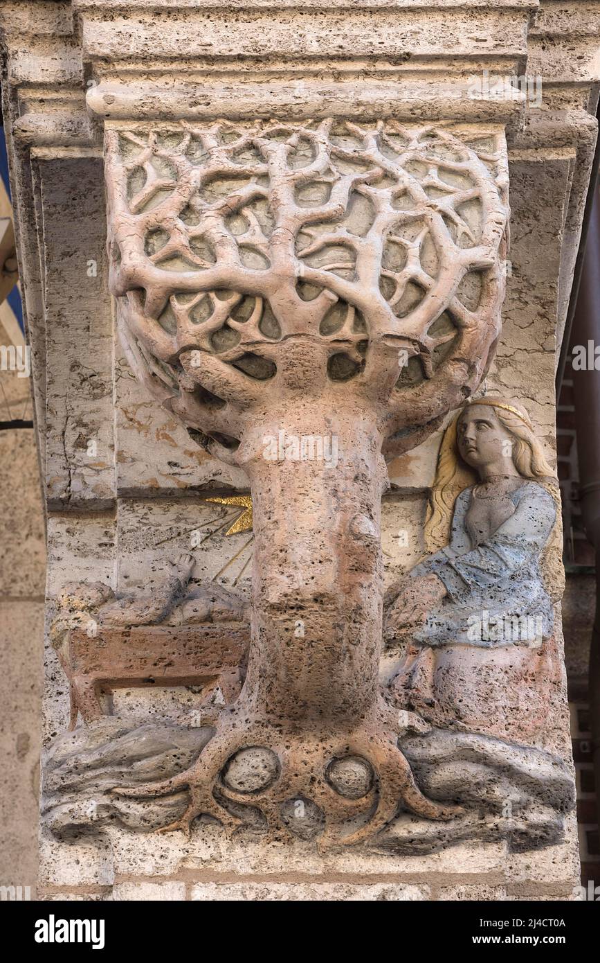 Column relief with biblical motif at St. Anthony's Church, built around ...