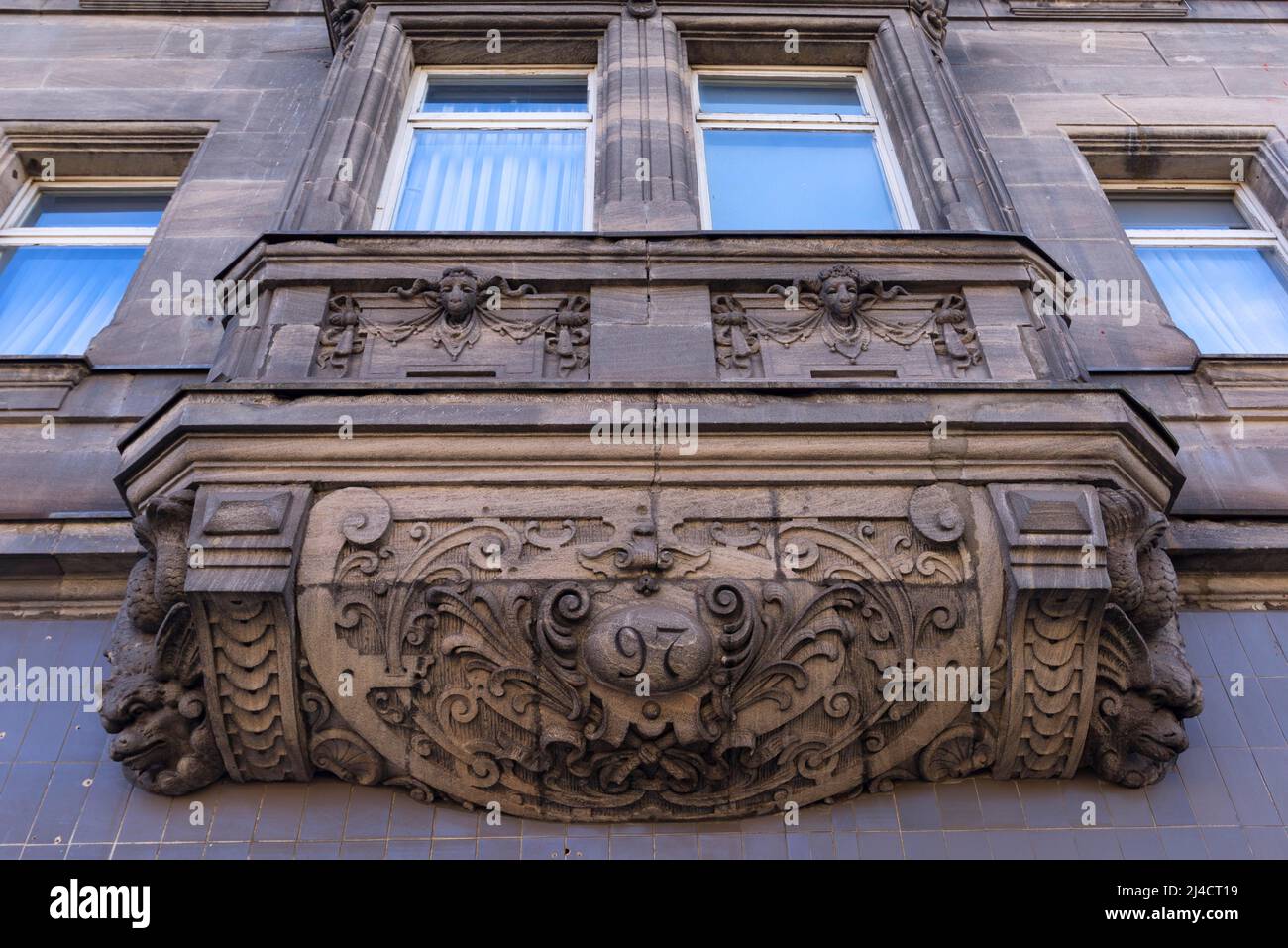 Decorative relief design of the underside of a bay window, around 1890 ...