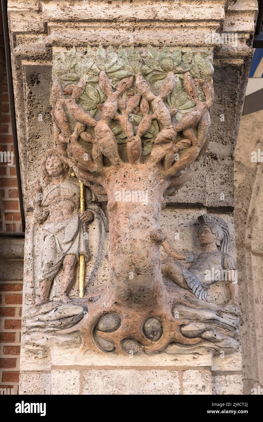 Column relief with biblical motif at St. Anthony's Church, built around ...