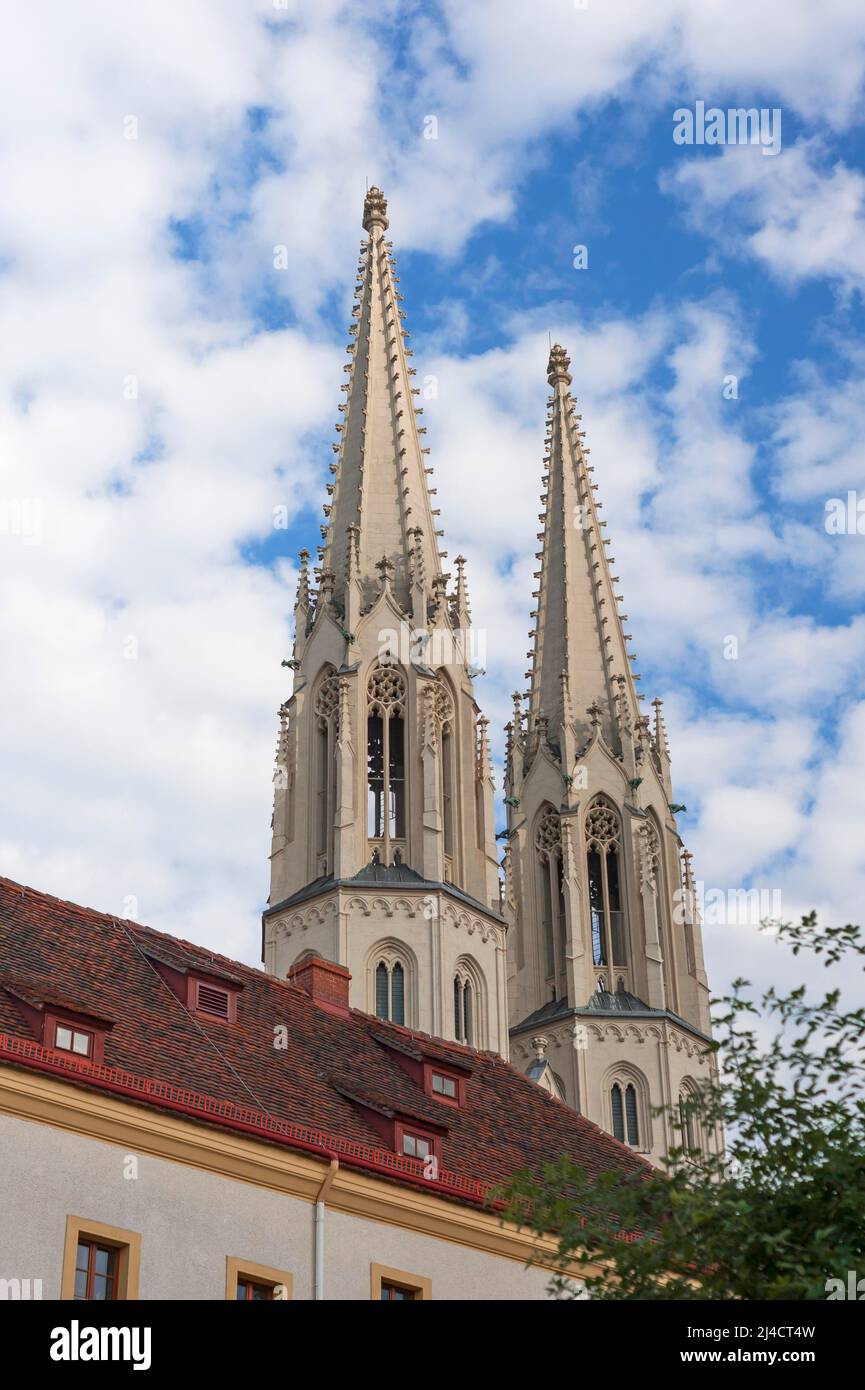 Towers of the late Gothic parish church of St. Peter and Paul, Goerlitz ...