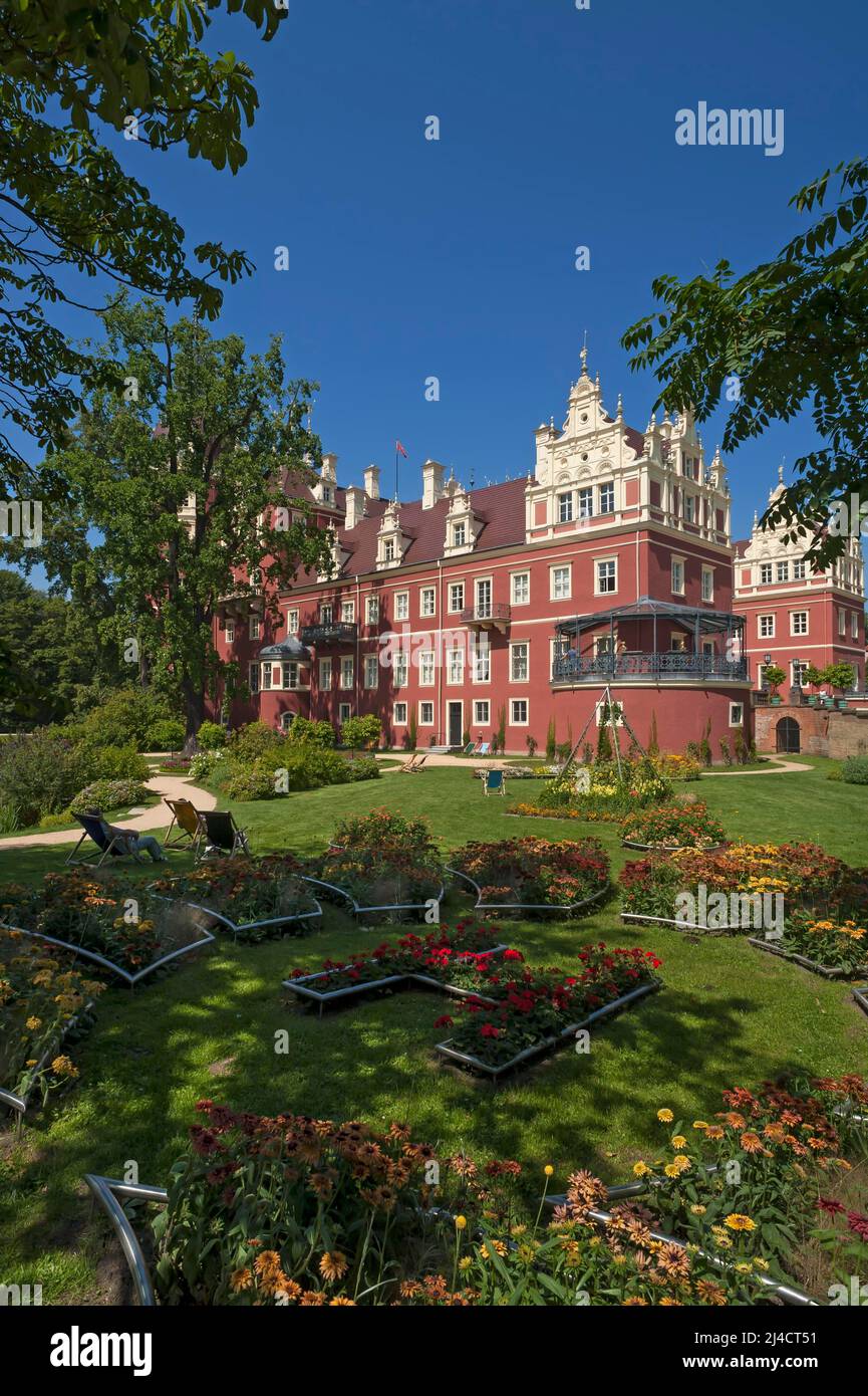 Park and the New Muskau Palace built in neo-Renaissance style, 1866 ...