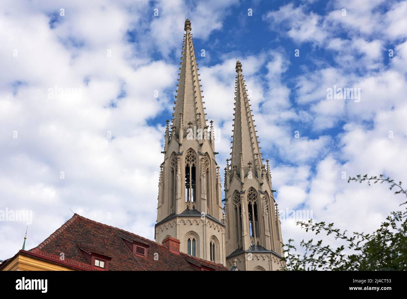 Towers of the late Gothic parish church of St. Peter and Paul, Goerlitz ...