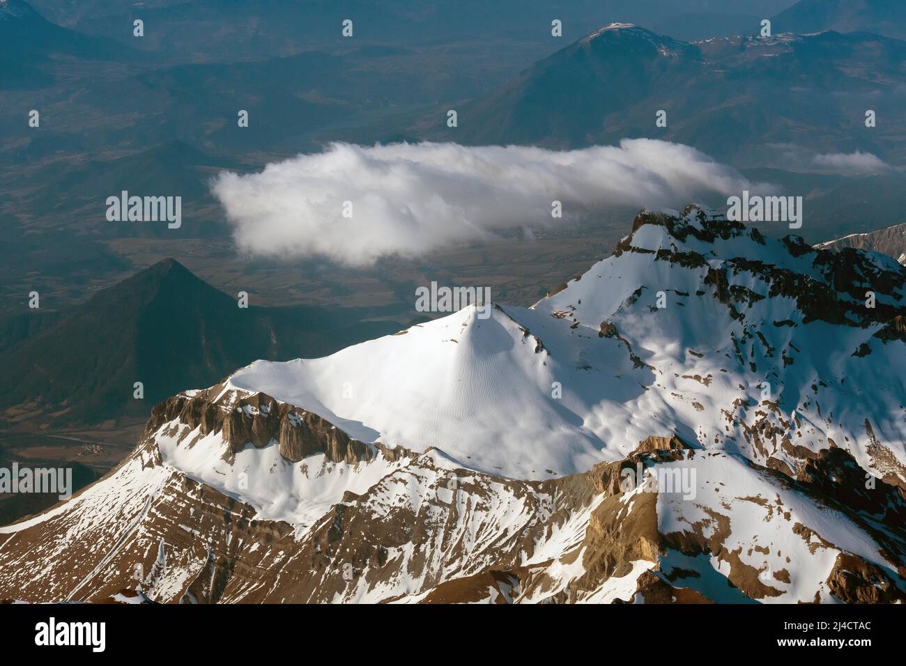 Grand Ferrand with cloud, aerial view, mountain, snow, cloud, Western ...