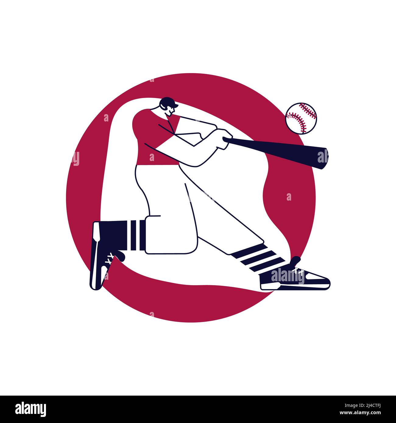 Round template with Baseball player hitting the ball Stock Photo - Alamy