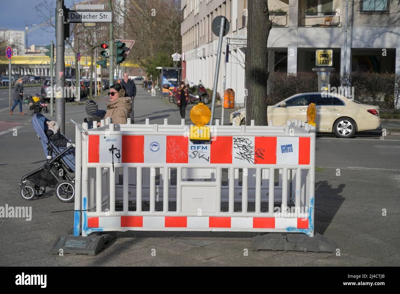 Barrier, construction work, pavement, Schoeneberg, Berlin, Germany ...