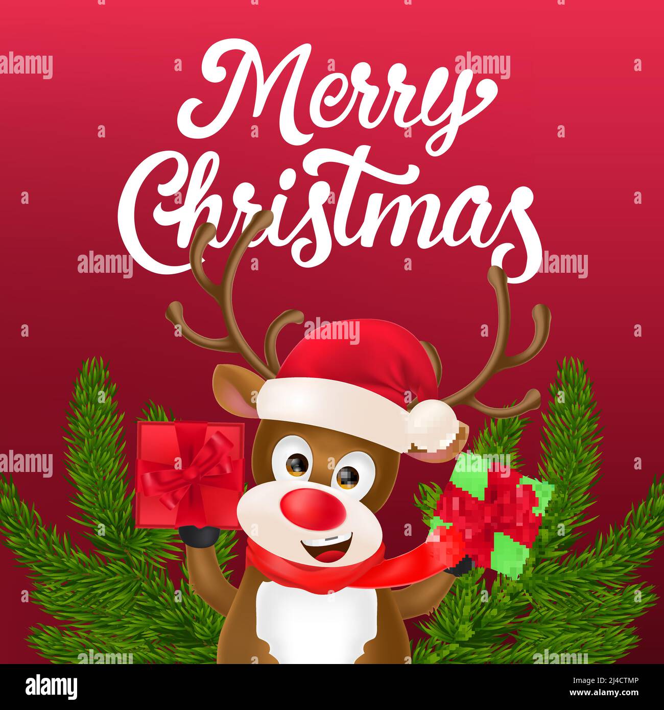 Fir branch red gifts Stock Vector Images - Alamy