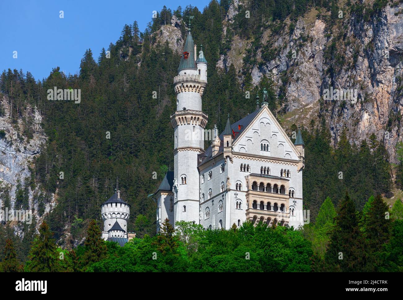 Fairytale castle in the mountain . Neuschwanstein Castle . Hilltop ...