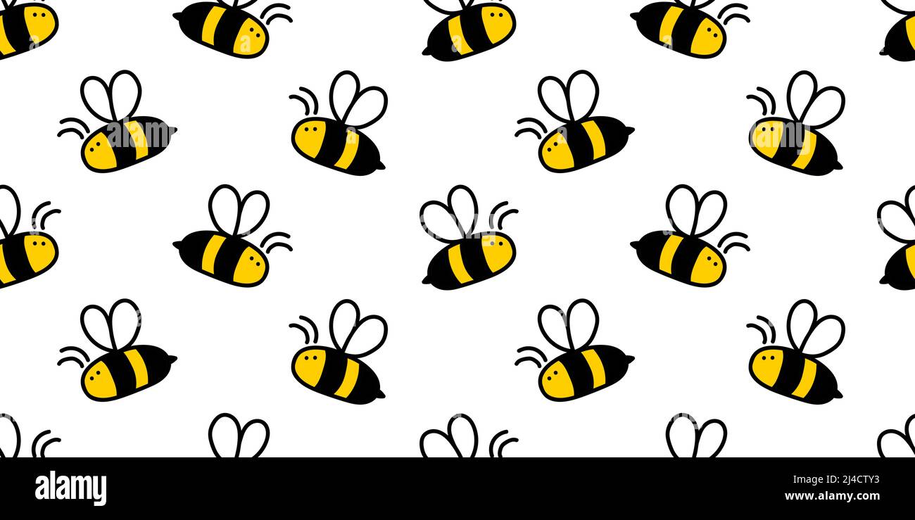 Small cute honey bee hand drawn seamless background, vector drawing Stock Vector Image & Art - Alamy