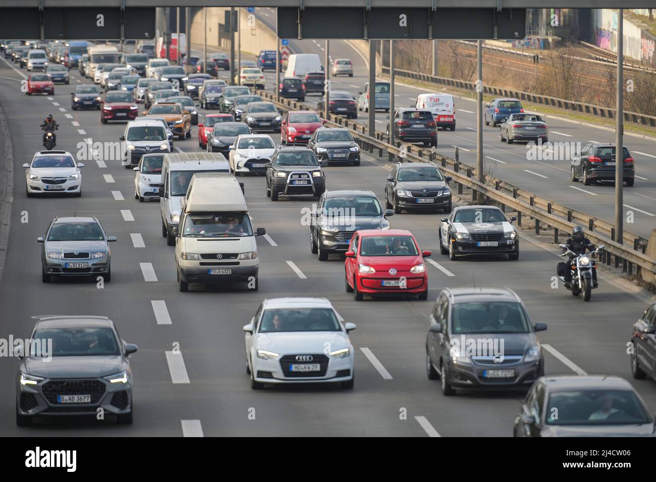 Heavy traffic, city motorway A 100, Wilmersdorf, Berlin, Germany Stock ...