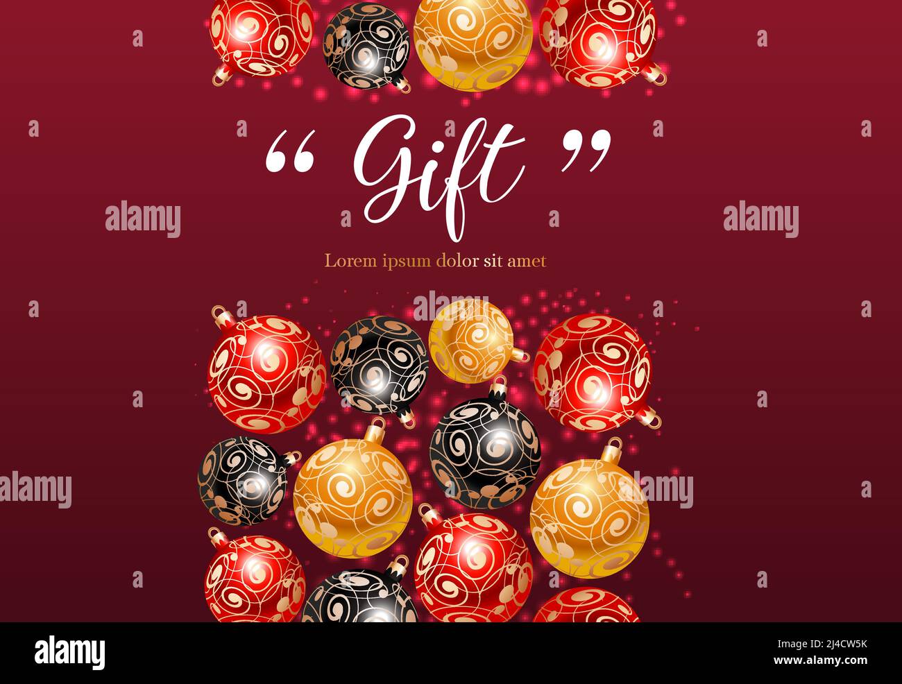 Gift lettering with baubles pattern. Christmas gift voucher ...