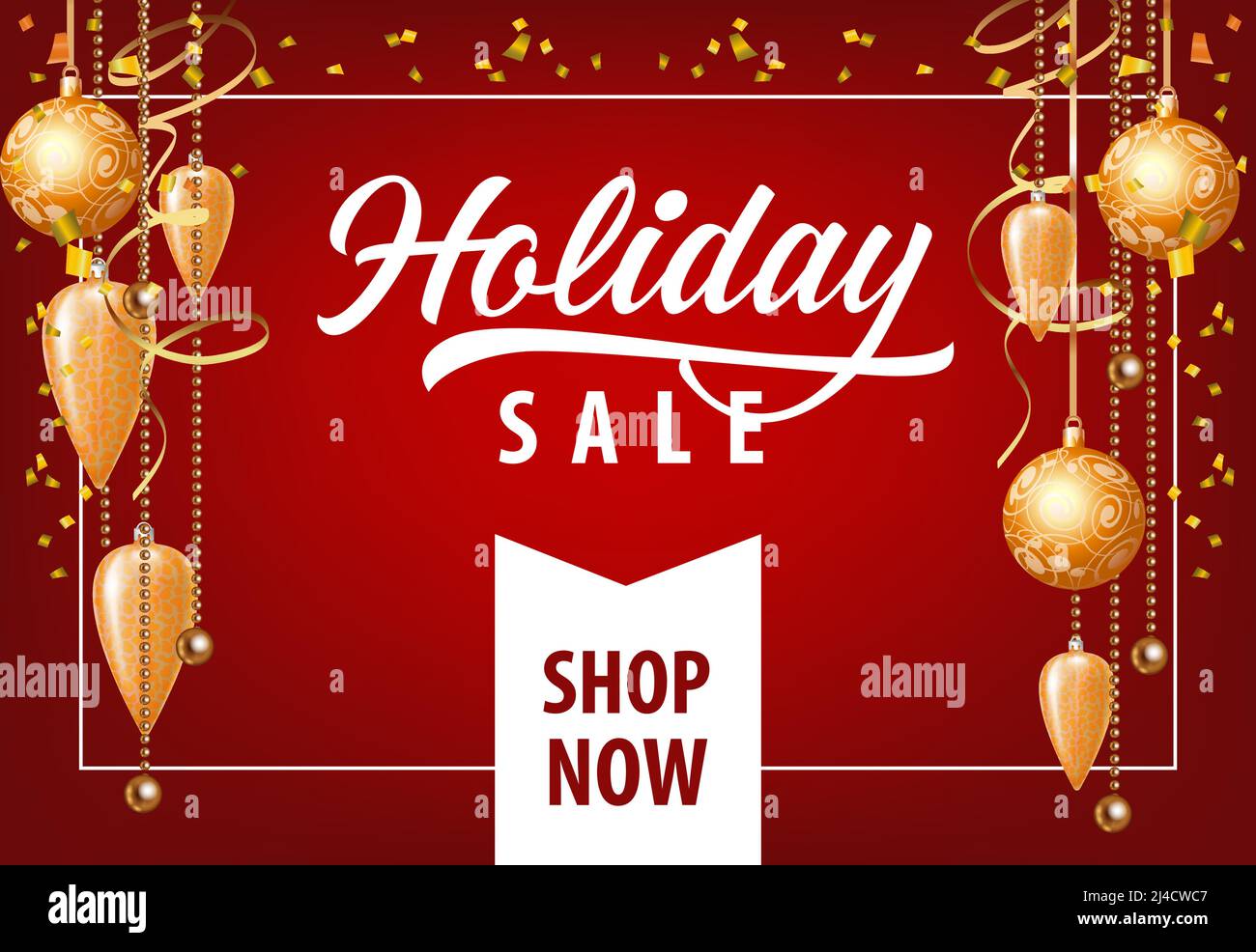 Holiday Sale with festive decoration coupon design. Calligraphy with ...