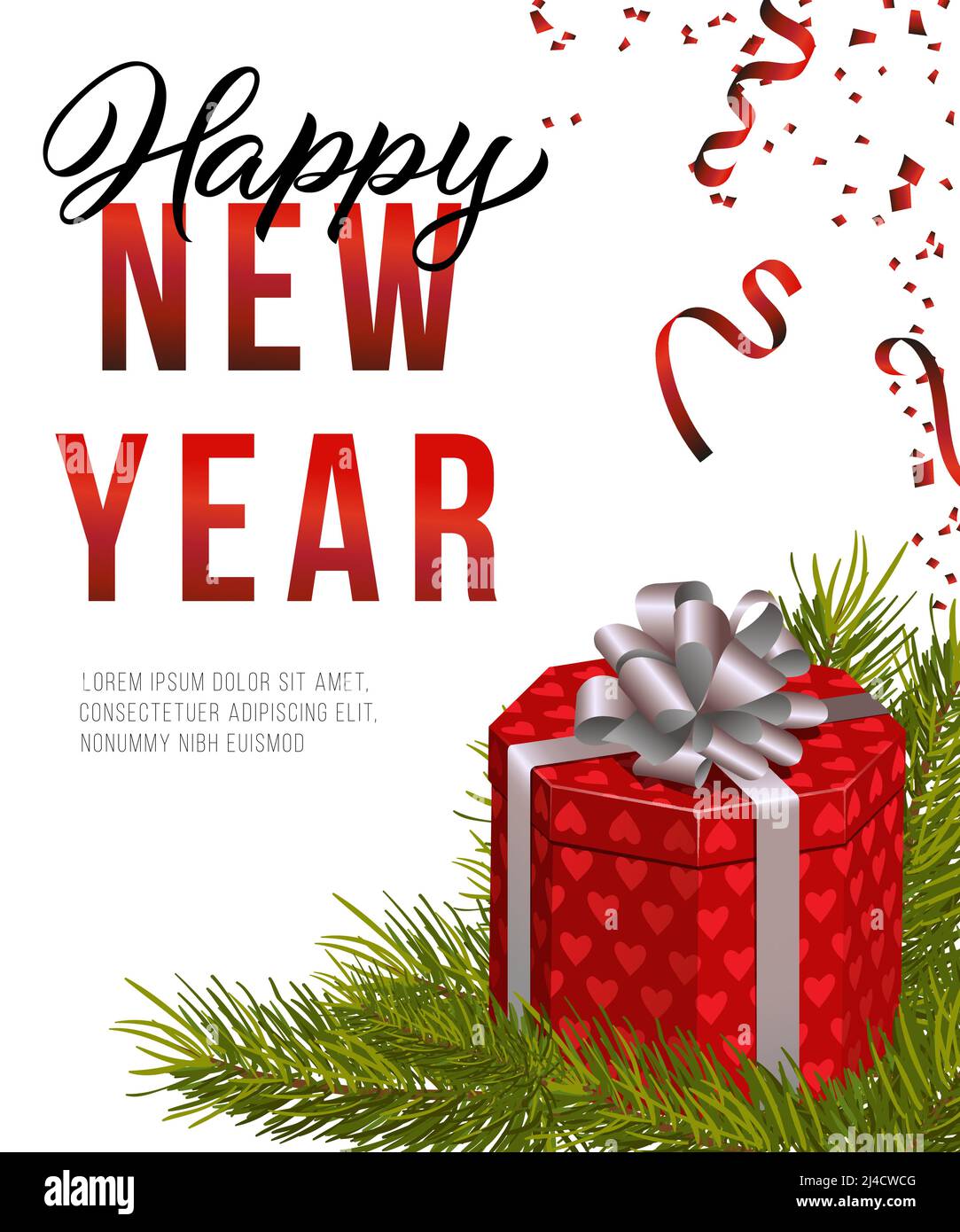 Gift box red branches Stock Vector Images - Alamy