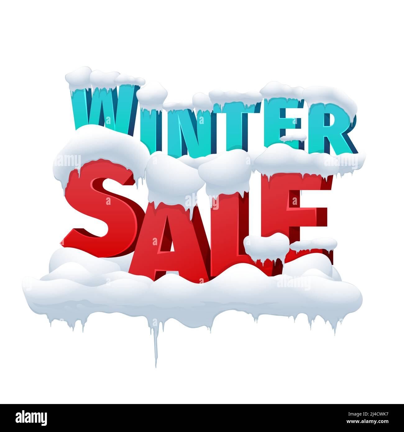 Winter sale 3d vector inscription on white background. Discount for ...