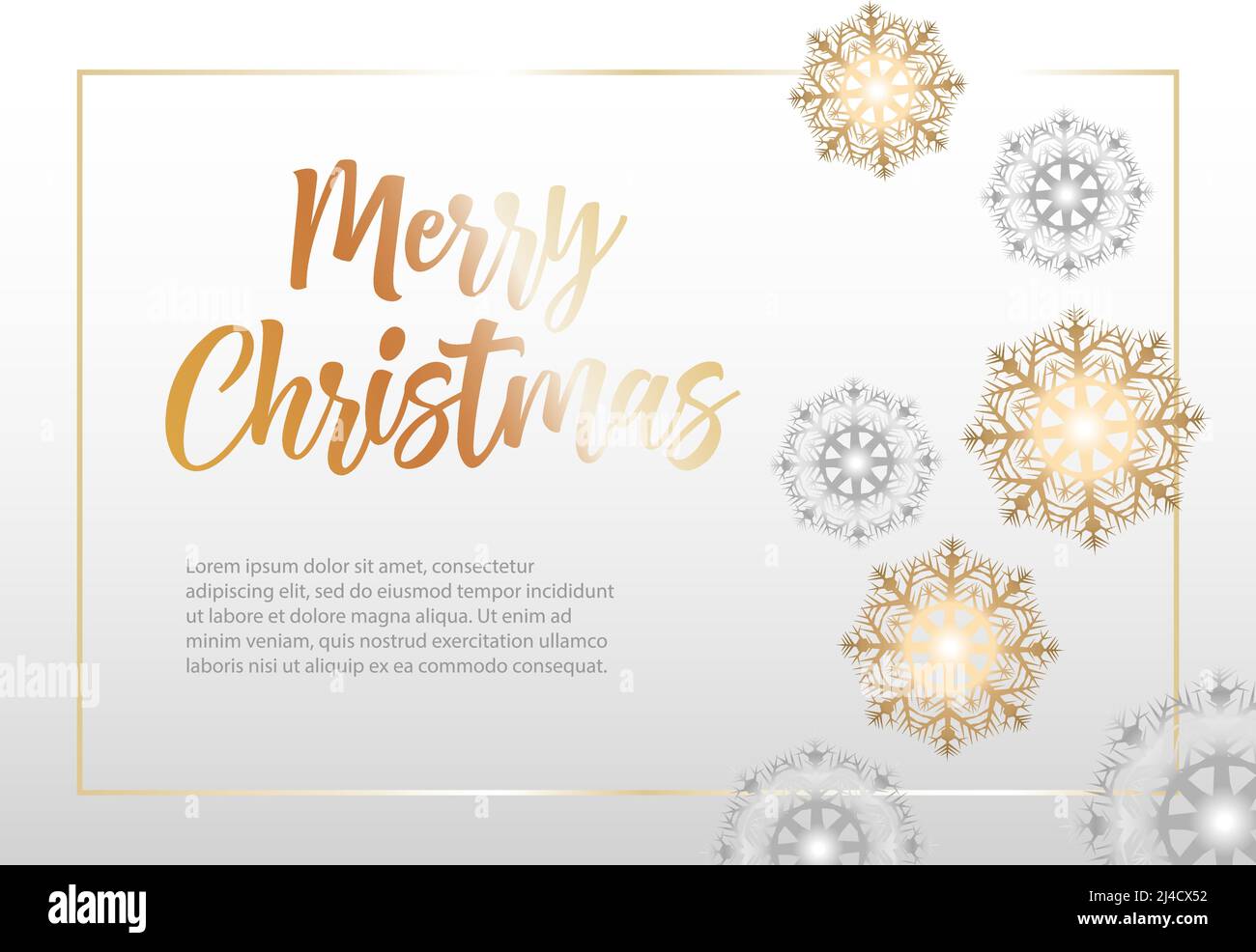 Merry Christmas lettering in frame with snowflakes. Christmas greeting ...