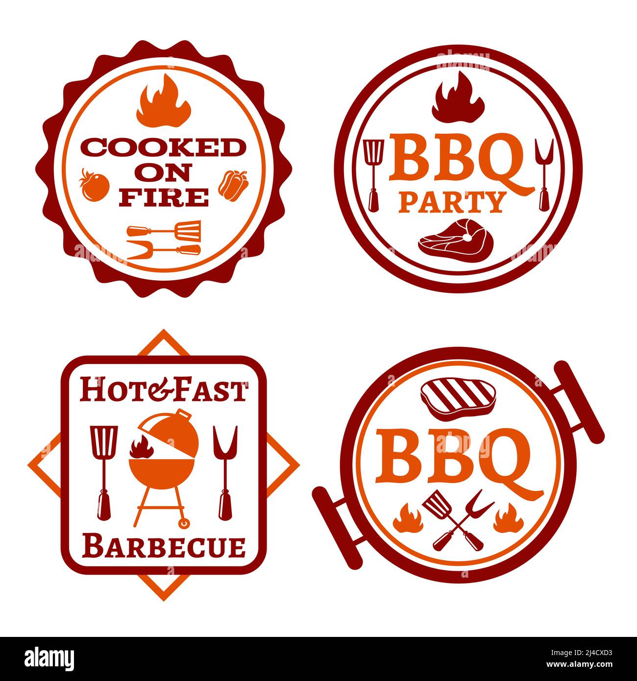 Barbecue logo. Bbq and grill, steak cooking, lunch and picnic vector ...