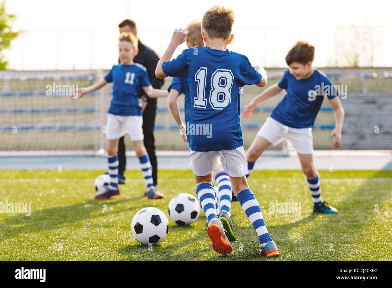 Physical Education Class for School Children. Soccer Education for ...