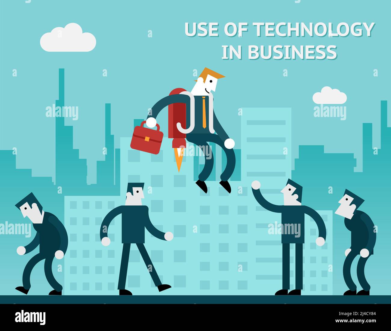 Concept use of technology in business. Modern people progress evolution ...