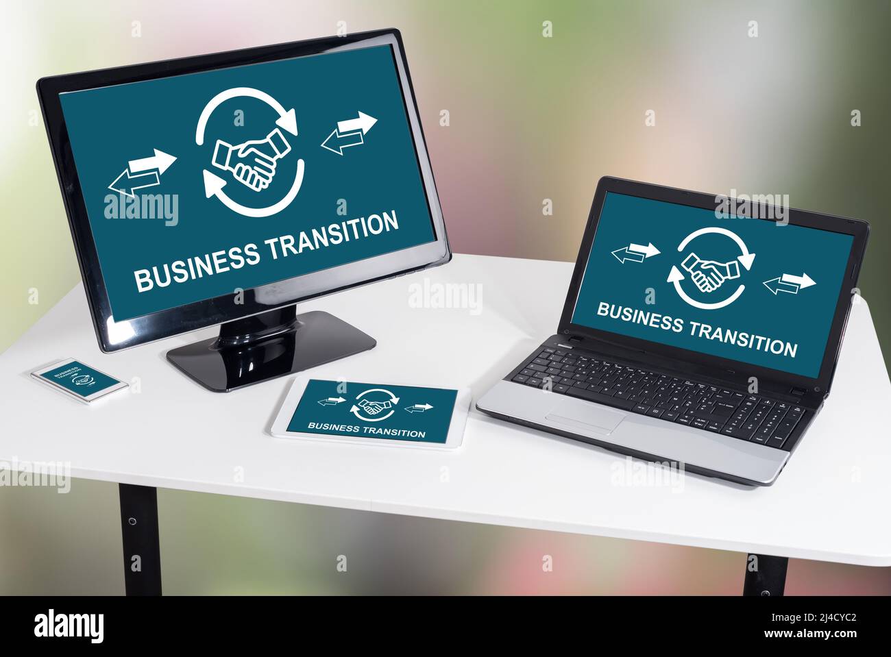 Business transition concept shown on different information technology ...