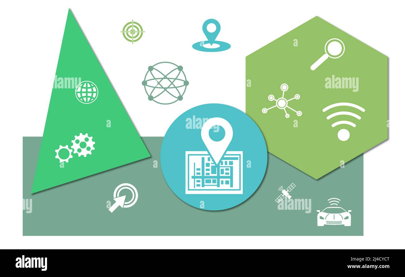 Concept of gps with icons on geometric shapes background Stock Photo ...