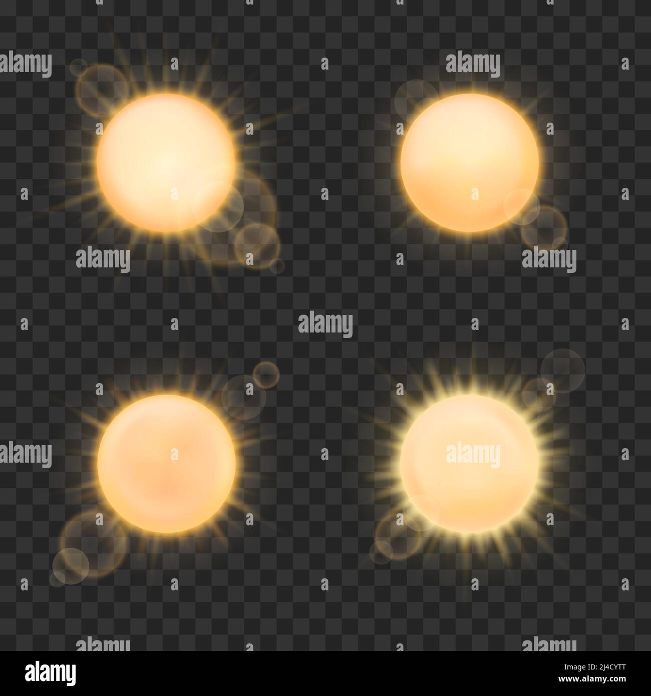 Vector realistic sun on plaid background. Nature light shine solar ...