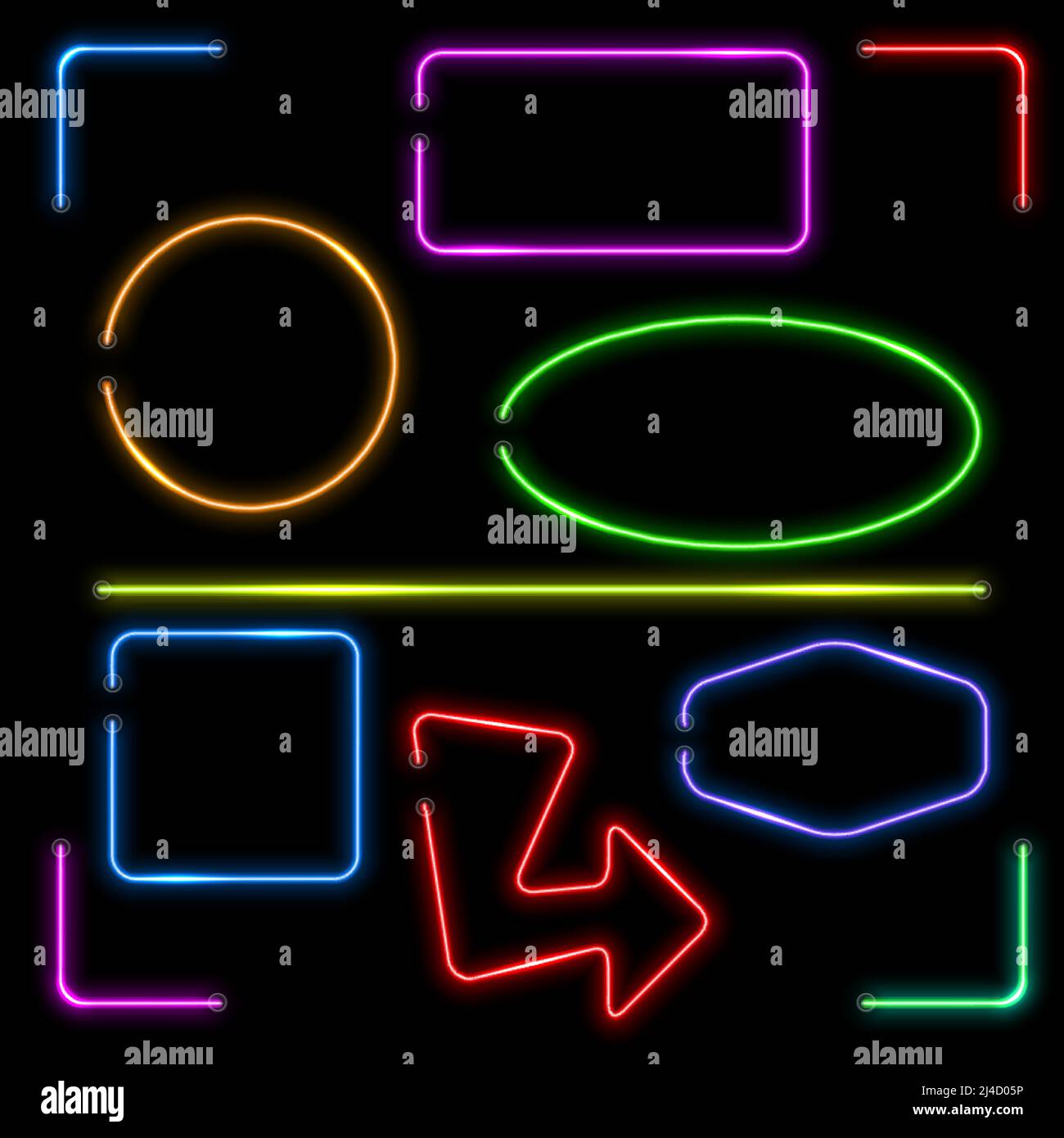 Vector neon banners set. Color shape illuminated, electric colorful ...