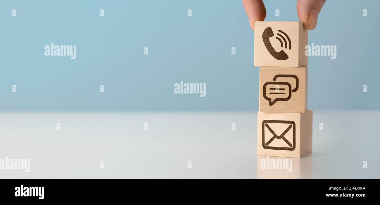 Website and Internet contact us page concept with phone, chat, email ...