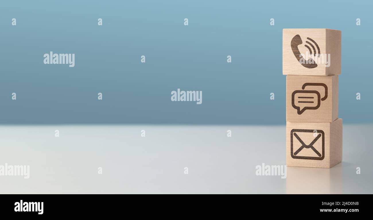 Website and Internet contact us page concept with phone, chat, email ...