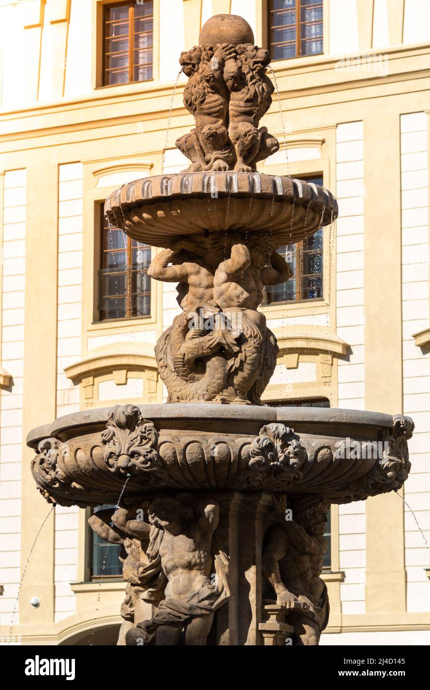 Ornamental fountain on Prague Castle Stock Photo - Alamy