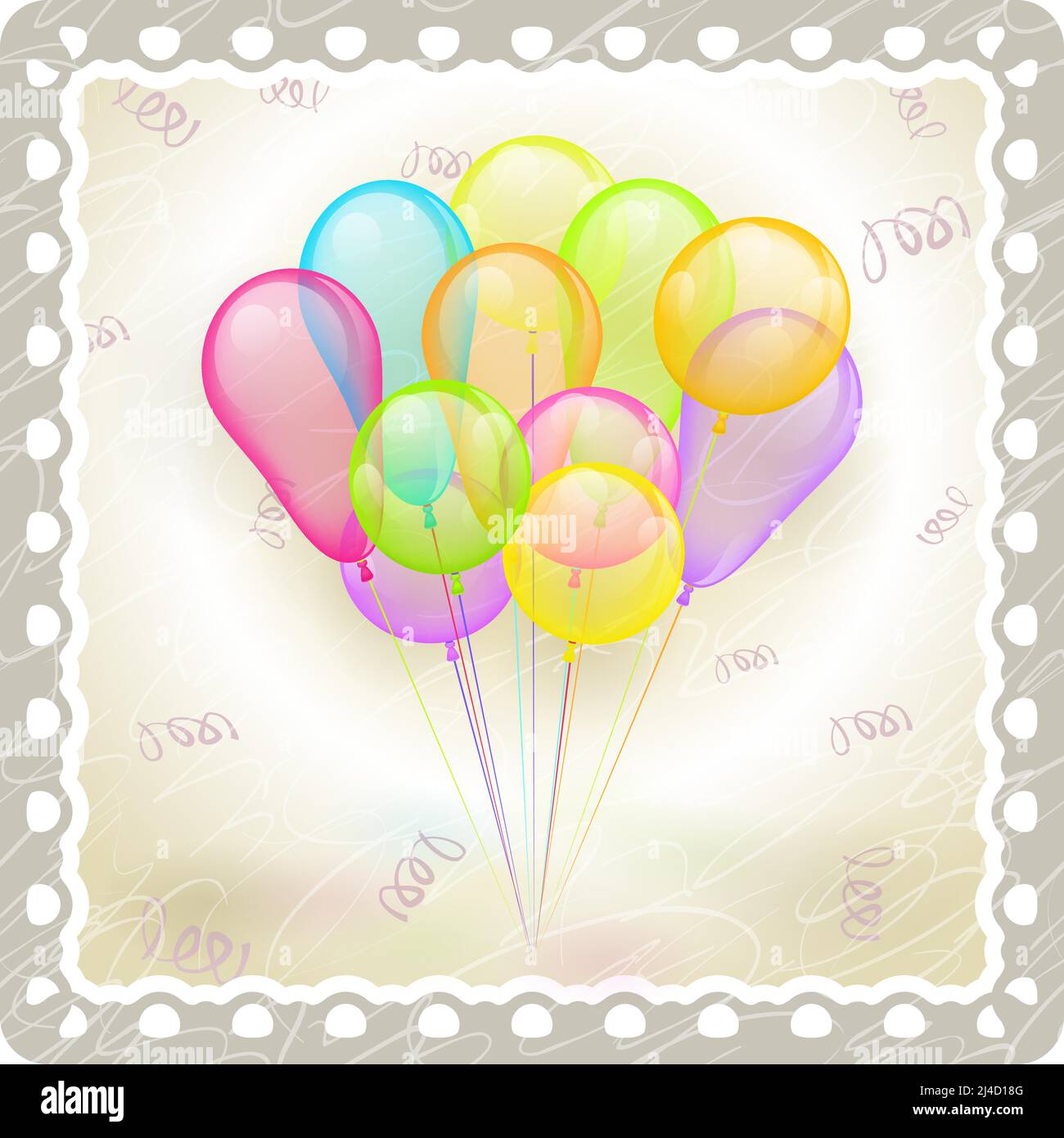 Vector multicolored balloons in old vintage frame Stock Vector Image ...