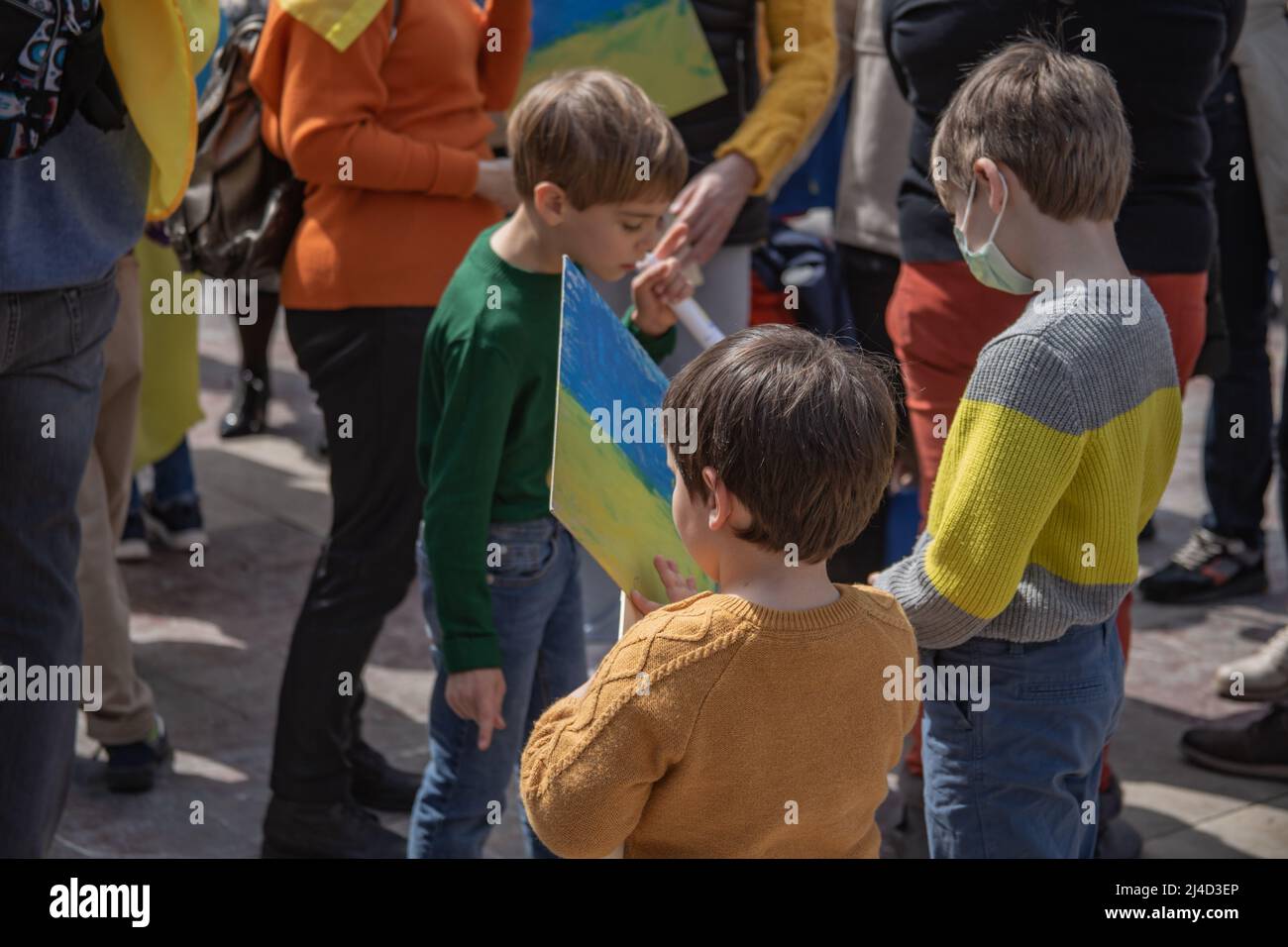 Ukrainian protest on the square in Spain Stock Photo - Alamy